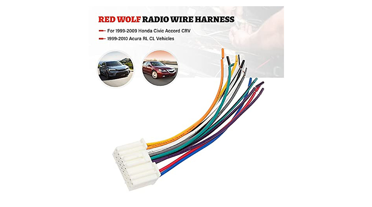RED WOLF Car Radio Reverse Wiring Harness Adapter for Honda & Acura