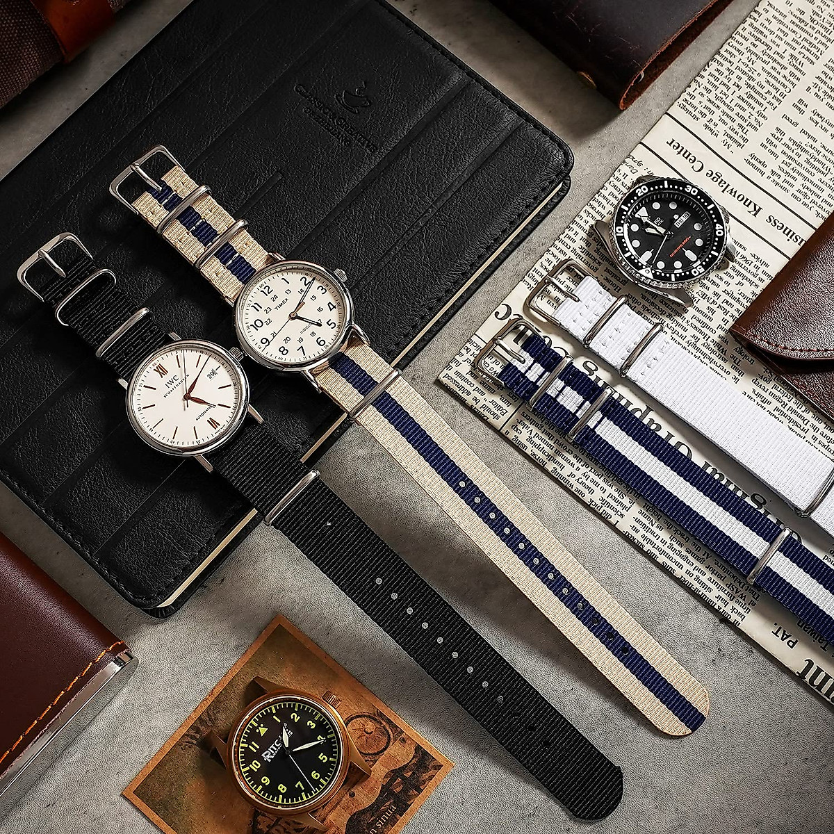 Ritche Christmas Gift 18mm Nylon Straps Nylon Watch Bands Compatible with Timex Expedition Watch for Men Women (4 Packs), White Elephant Gifts, Stocking Stuffers for Men