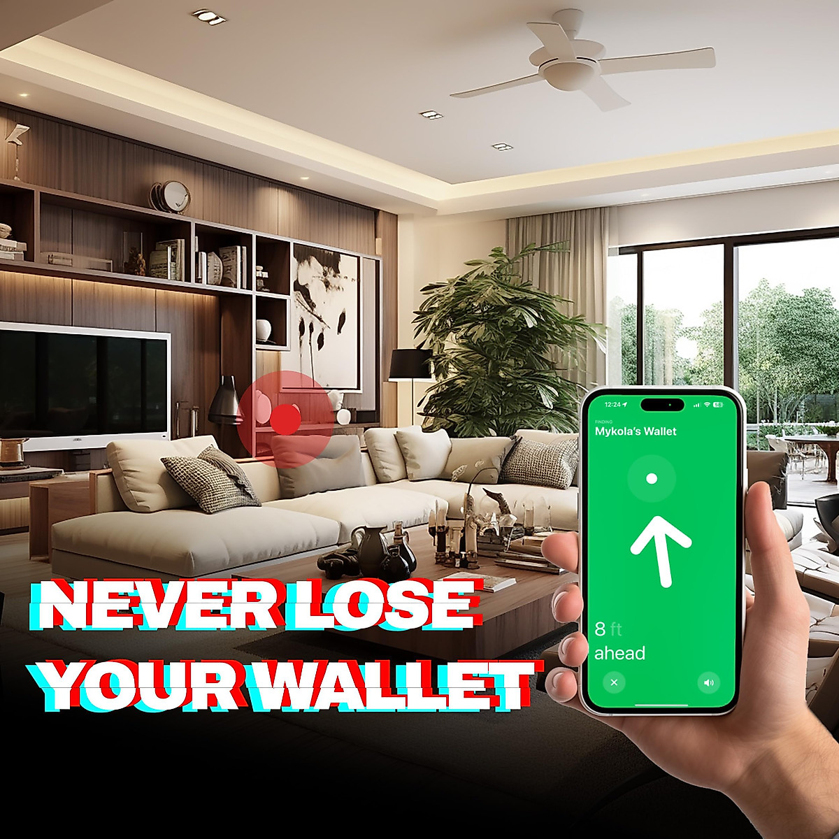 Mens Wallet with AirTag Holder, Slim Genuine Leather Bifold AirTag Wallet with Money Pocket, RFID Blocking, 9 Card Slots, Bill Divider, ID Window (Black & Midnight Blue)