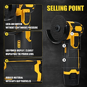 VTWTV Cordless Brushless Mini Angle Grinder Kit, Grinding Disc 3in/76mm, 19500rpm Mini Lightweight Electric Grinding Tool Handheld Cutter with 2 PCS 12V1500mAh Batteries & 6PCS Cutting Discs