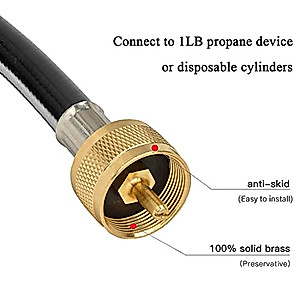 GCBSAEQ 5FT 1lb Propane Tree Extension Hose Propane Tee Adapter Fit for Buddy Heater, Weber Q Grill, Coleman Camping Stove and more