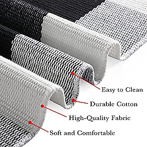 VUDECO Black and White Checkered Rug 23.5” x 52” Large Buffalo Plaid Rug Outdoor Front Porch Rug Door Mat Decor Kitchen Rug Farmhouse Style Christmas Door Mat Checkered Runner Rug