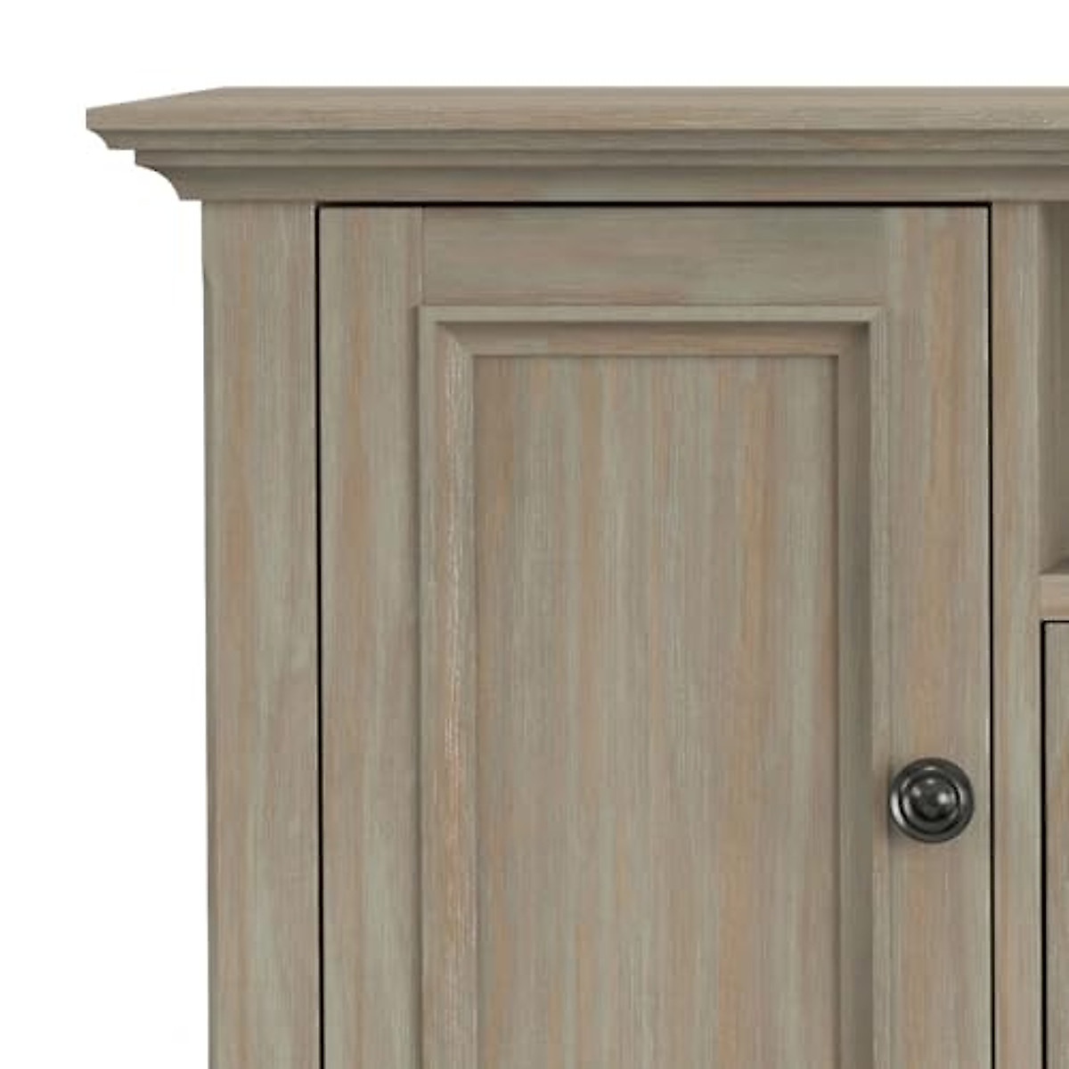 SIMPLIHOME Amherst SOLID WOOD 72 Inch Wide Transitional TV Media Stand in Distressed Grey for TVs up to 80 Inch, For the Living Room and Entertainment Center