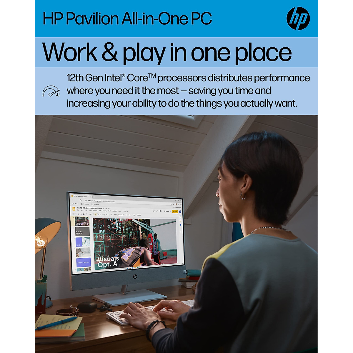 HP Pavilion 23.8 inch All-in-One Desktop PC, Intel Core i7-12700T Processor, Intel UHD Graphics 770, 16 GB Memory RAM, 1 TB 7200RPM SATA Hard Drive, Windows 11 Home (24-ca1180, Snowflake White)