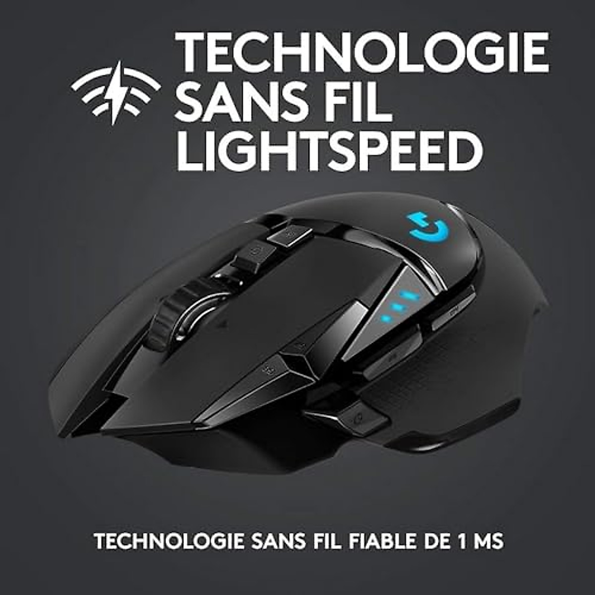 Logitech G502 Lightspeed Wireless Gaming Mouse, Hero 25K Sensor, 25,600 DPI, RGB, Adjustable Weights, 11 Programmable Buttons, Long Battery Life, POWERPLAY-Compatible, PC/Mac - Black