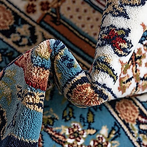 Unique Loom Narenj Collection Classic Traditional Hunting Scene Textured Design Area Rug, Rectangular 5' 0" x 8' 0", Blue/Tan