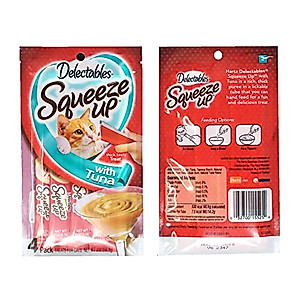Delectables Squeeze Up Hartz Cat Treats Variety 6 Pouch Bundle of 3 Flavors; 2 Pouches of Each (Tuna, Chicken, Tuna & Shrimp; 2.0 oz Each)