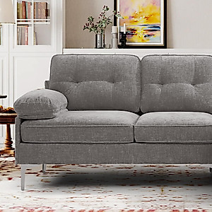 KIMOHOME 81" Convertible Sectional Sofa Couch, Chenille L-Shape Sofa Couch with Wide Chaise Lounge for Living Room, Small Couches for Small Spaces(Light (Light Grey)