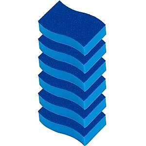 ELITRA HOME Heavy Duty Scrubber Sponge, with Smell Resistant Hydrophilic Foam Technology, Odorless - Blue - (6 Pack)