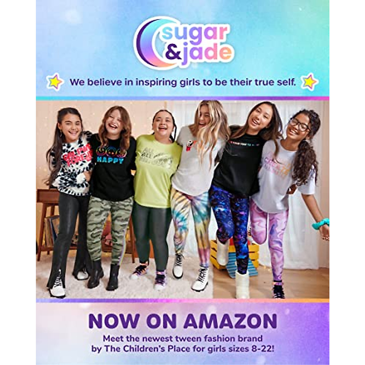 Sugar & Jade Girls' Teen Short Sleeve Fashion T-Shirt, Butterfly Tie Dye, Large