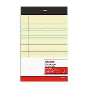 STAPLES 163832 Notepads 5-Inch X 8-Inch Narrow Canary 50 Sheets/Pad 12 Pads/Pack (26829)