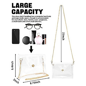 LHMTQVK Clear Purse for Women Clear Crossbody Bag Stadium Approved Transparent Bags for Concerts Sports Event Party (Golden)