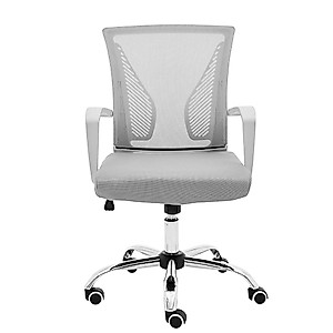 Modern Home Zuna Mid-Back Office Chair - White/Gray, 10.6D x 22.8W x 23.2H Inch