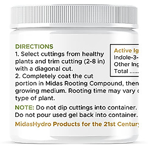 Rooting Gel for Cuttings – IBA Rooting Hormone - Cloning Gel for Strong Clones - Key to Plant Cloning - Midas Products Rooting Gel Hormone for Cuttings 4oz - for Professional and Home Based Growers (1 Pack)