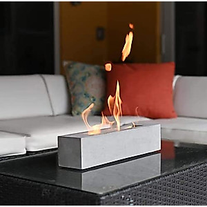 TruBlaze Tabletop Rectangle Fire Pit - 18 inch Concrete Portable Table Top Fireplace Indoor/Outdoor Isopropyl Alcohol Fueled Firepit Bowl (Classic)