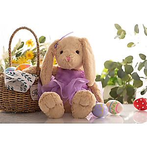 HollyHOME Ballet Bunny Stuffed Animal Plush Rabbit in Gauzy Dress Cute Easter Bunny Doll for Kids 21 inch Purple