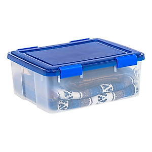 IRIS USA 4Pack 30qt WEATHERPRO Airtight Plastic Storage Bin with Lid and Seal and Secure Latching Buckles