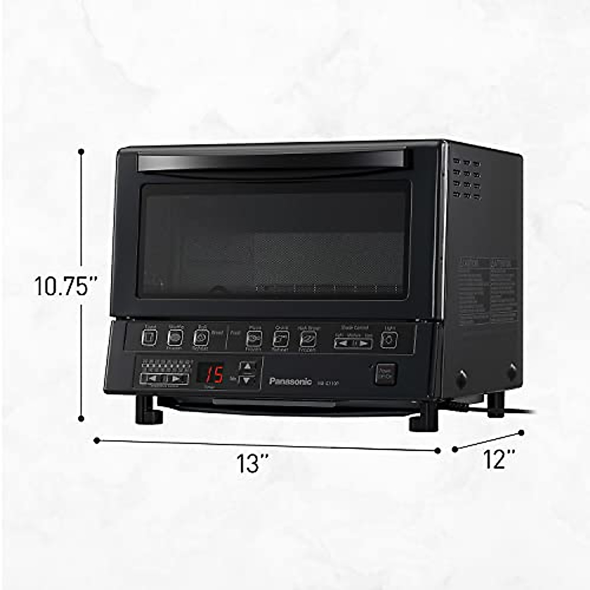 Panasonic NB-G110P-K Toaster Oven FlashXpress with Double Infrared Heating and Removable 9-Inch Inner Baking Tray, 1300W, 4-Slice, Black