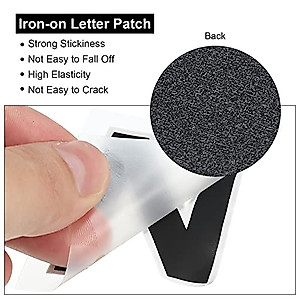 MECCANIXITY Letter E Patches Iron on Heat Transfer Letters 2 Inch Black Letter DIY for Team Uniform, Sports T-Shirt, Football, Basketball, Baseball Pack of 10