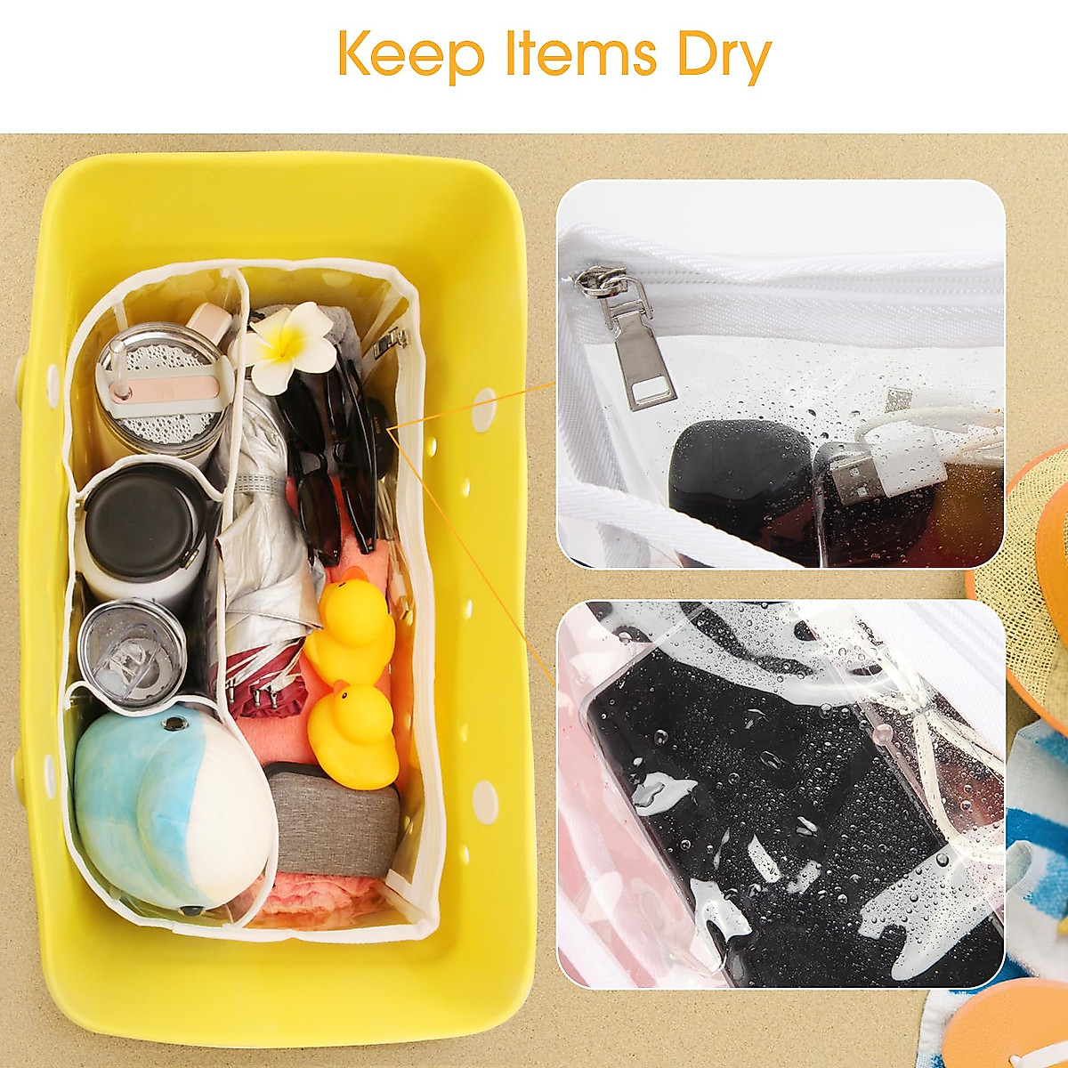 Tiga Clear Insert Divider Organizer for Bogg Bag - Sectional Organization of Items - Accessories for Bogg Bags - with Waterproof Zipper Storage Bag - PVC Material