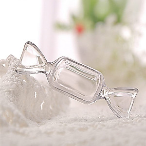 50pcs Candy Shaped Mini Box Transparent Jewelry Storage Box Travel Plastic Container Small Jewelry Storage Box with Lid Display Case Organizer Party DIY Decor (Transparent)