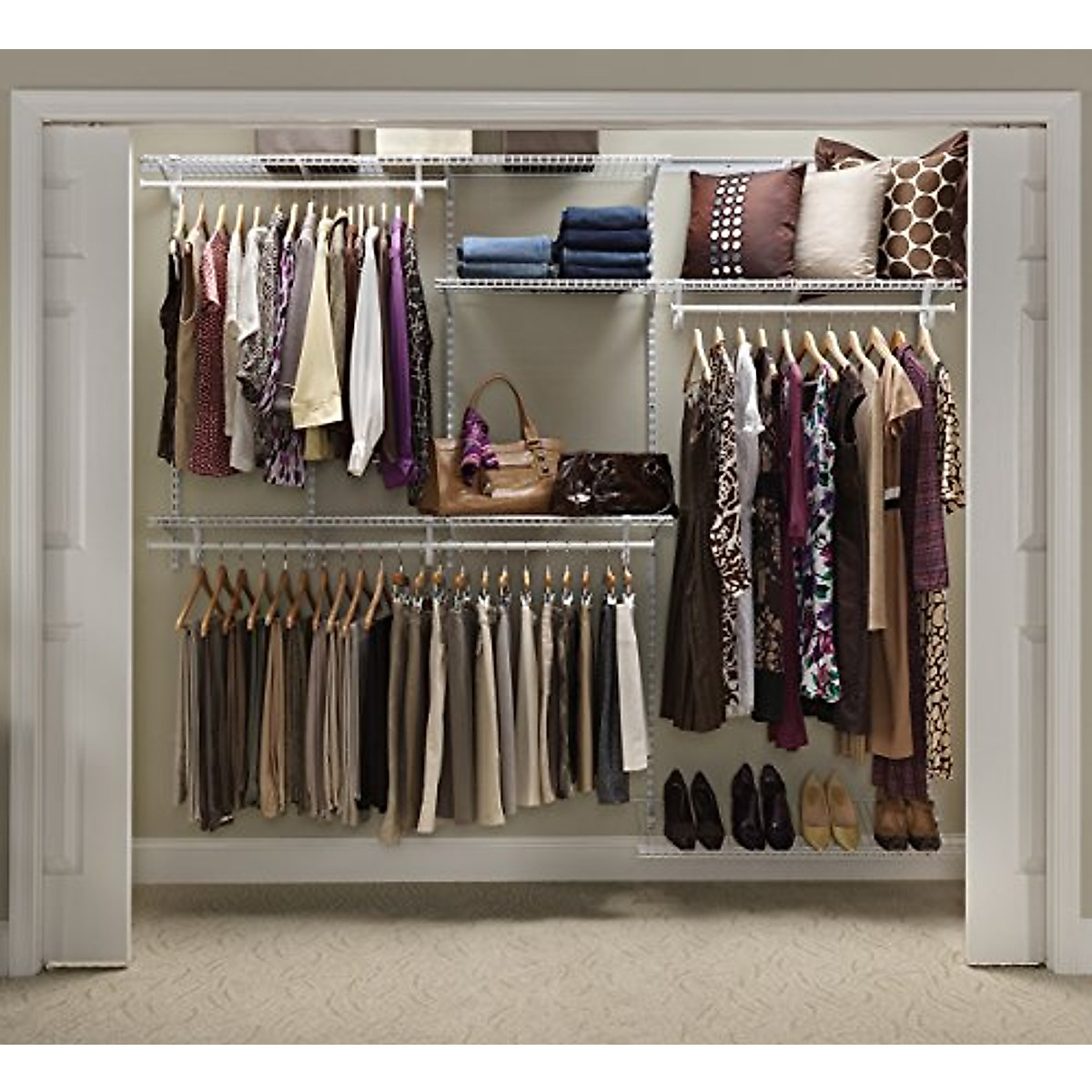 ClosetMaid ShelfTrack Wire Closet Organizer System, Adjustable from 5 to 8 Ft., White & ShelfTrack Wire Closet Organizer System Adjustable from 5 to 8 Ft,