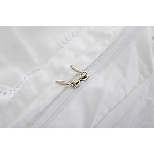 White Queen Lace Duvet Cover Egypt Cotton Quilt Cover 90x90 Inch 1 Pieces Solid