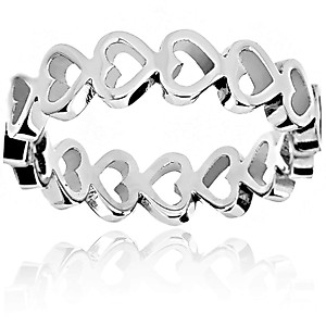 West Coast Jewelry | ELYA Women's Stainless Steel Open Heart Eternity Ring (5 mm) - Size 9