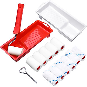 2 inch Paint Roller Kit, PinStone 16pcs Small Paint Roller Tray Set with High-Density Foam Paint Roller and 3/8” Nap Microfiber Covers, Mini Paint Rollers for Painting Walls, Cabinets, Craft, Touch-up