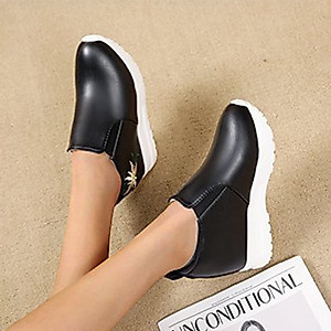 NONGJXCR Womens Casual Shoes Sneakers Fashion Women's Slip-on Casual Heel Wedges Leisure Breathable Shoes Outdoor Women's Casual Shoes Blue and Black Casual Shoes