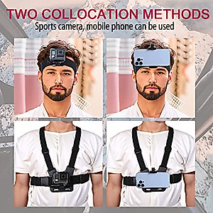 WLPREOE Phone Chest Mount Head Mount Kit, Phone Chest Harness Head Strap for Filming Video, POV/VLOG,Cell Phone Clip Compatible with iPhone 14 13 12 11 Pro Max Plus,Samsung and 4 to 7 inch Phones