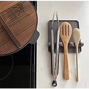 Silicone Utensil Rest by Kasian House - Extra Large Kitchen Spoon Rest with Drip Pad, Utensils Holder for Spoons, Spatulas, Ladles, Tongs & BBQ, BPA-Free, Heat-Resistant & Dishwasher Safe (Grey)