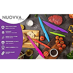 nuovva Kitchen Knife Set with Colour Coding 5 Piece Coloured Knives Set Stainless Steel