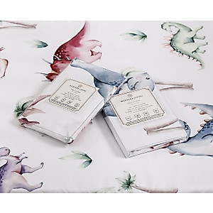 Western Living Dinosaur Crib Sheet, Unisex Dino Nursery Decor Watercolor Design Portable Infant Dino Fitted Crib Sheet Blanket, Dinosaur Room Decor for Infants, Toddlers, Baby Boy & Girl…