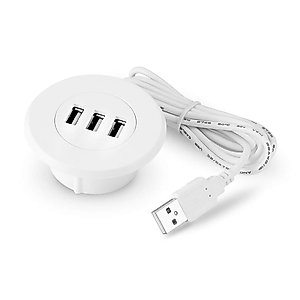 ForHe 5cm Grommet Hole in-Desk Mounting 3 Ports USB 2.0 Hub Adapter for Laptop PC Computer (160cm Cable)