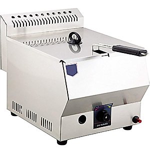 W:12.6'', L:22.44'', h: 15.75'' PROPANE GAS Commercial industrial Catering Restaurant 8 LT. CAPACITY Stainless Steel Commercial Countertop Tabletop Propan Gas Deep Fryer with Basket and Lid INCLUDED