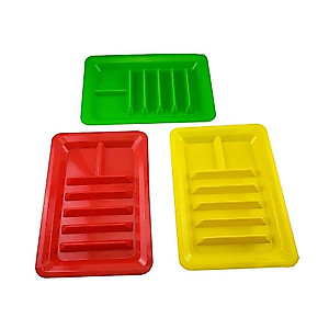 Set of Three Taco Holder Stand Up Divider Plates Multi Colored Party Taco Night Food Safe BPA Free Plastic Plate Set for Soft and Hard Shell Tacos
