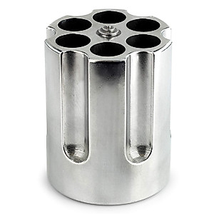 Barbuzzo Gun Cylinder Pen Holder & Paper Weight, Silver- Lock & Load Your Favorite Pens and Pencils at your Office Desk - The Perfect Office Accessory & Gift - Made Out of Heavy Duty Cast Aluminum