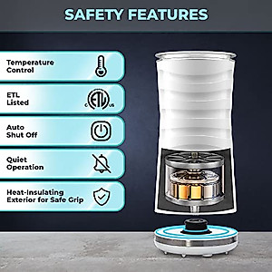 Home Venue Milk Frother, 4-in-1 Electric Milk Steamer and Warmer, Hot & Cold Foam Maker for Latte, Cappuccino, Macchiato, Non-Slip Design with Auto Shut-Off, Silence, Two Whisks, Spatula