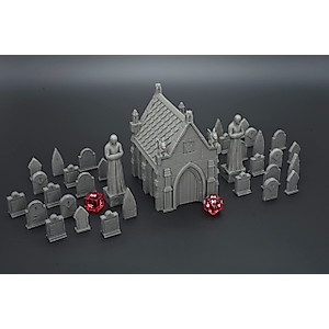 EnderToys Mausoleum Graveyard Scene, Terrain Scenery for Tabletop 28mm Miniatures Wargame, 3D Printed and Paintable