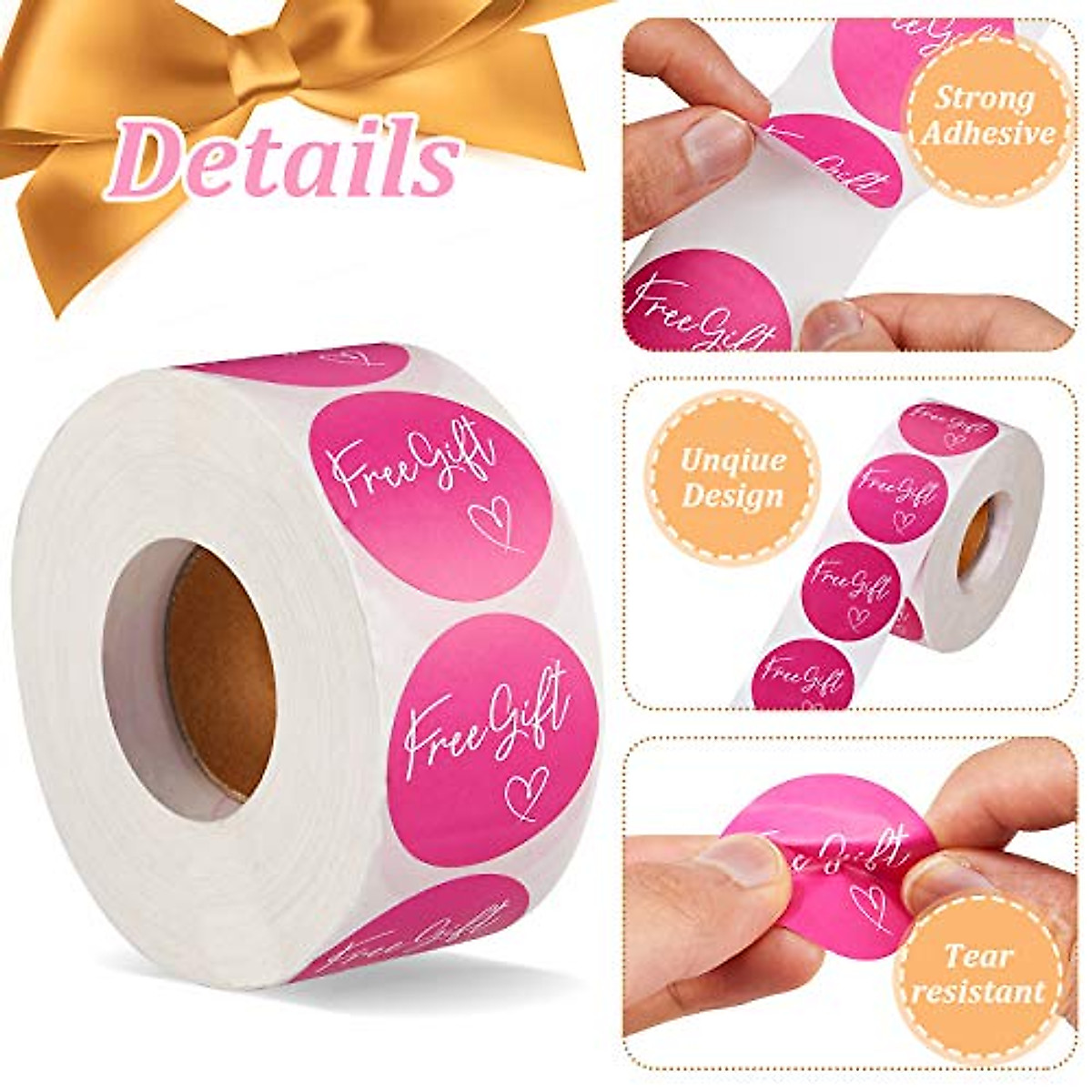 1000 Pieces 1.5 Inch Customer Appreciation Stickers Small Business Sticker Roll Round Self Adhesive Stickers Labels for Packing Mailing Envelopes Postcards (Rose Red Background)