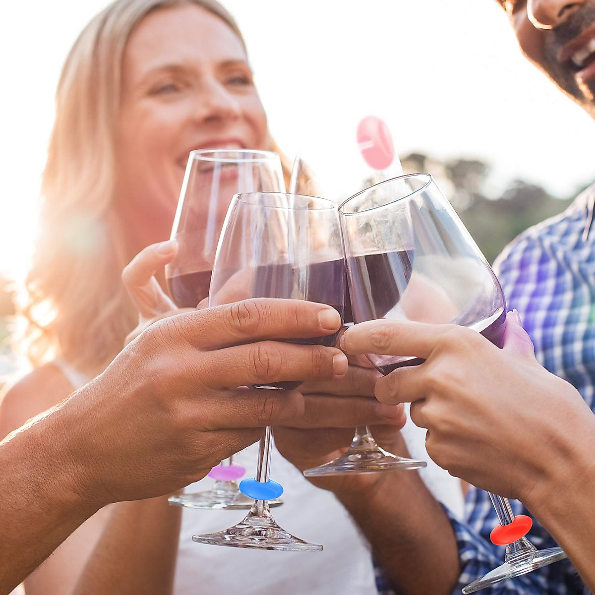 Maitys 24 Pieces Wine Glass Charms Markers Silicone Drink Markers for Wine Glass Champagne Flutes Cocktails, Martinis,Stem Glasses Tasting Party Christmas New Year Party