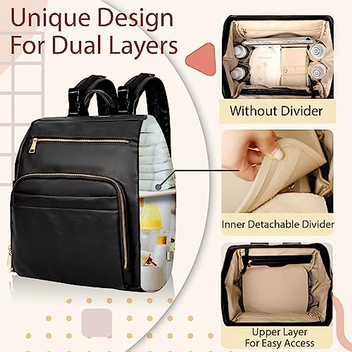 Omanmoli Diaper Bag Backpack Leather Diaper Bag Backpack Baby Bag Small Diaper Bag Mini Diaper Bag Tote