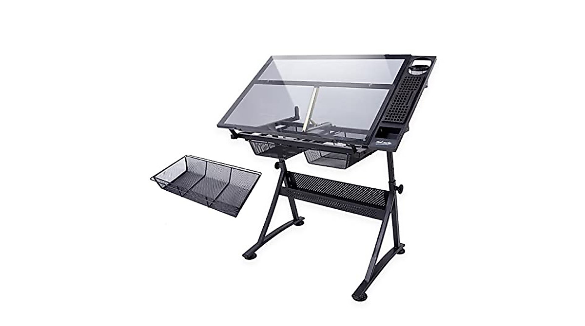Adjustable Glass Drafting Desk for Artists & Designers