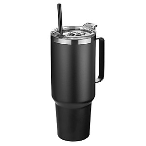 HASLE OUTFITTERS 40 oz Stainless Steel Tumbler with Handle, Vacuum Insulated Tumblers Bulk, Reusable Double Wall Travel Coffee Mug, Durable Powder Coated Water Bottle(Black, 1)