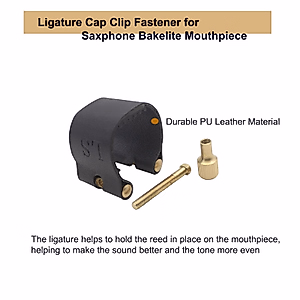 PU Leather Alto Saxophone Ligature Clip Fastener with Saxophone Mouthpiece Plastic Cap For Alto Sax Saxophone