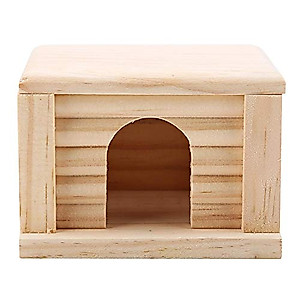 ViaGasaFamido Pet Hamster House, Wooden Odorless Home Openwork Lace Window Hamster House Flat Top Hideout Rat Hut Viewing Room for Small Animals