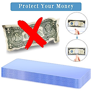 Bill Clear Holders Currency PVC Holder Transparent Bill Sleeves Currency Bill Display Holder for Regular Bills Protector Case Supplies, 6.9 x 2.95 Inch (10)