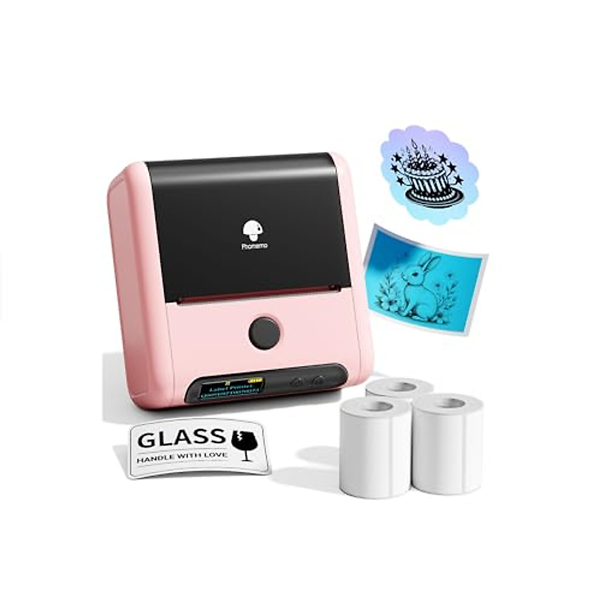 Phomemo Label Makers- M200 Label Printer Machine with 3 Paper,2023 Upgrade 3 Inch M110 Label Maker,WiFi Bluetooth Thermal Label Printer,Phone Support,for Android iOS System,for Shipping,Labeling- Pink