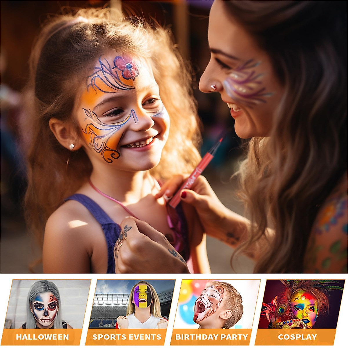 Jim&Gloria Water Resistant Face Paint Temporary Tattoo Markers for Skin Smudge Proof Body Marker Waterproof Kids Face Painting Kit - Trendy Stocking Stuffers Christmas Gifts for Teen Girls Boys Adult
